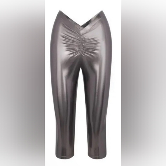 SKIMS | Swim | Skims Metallic Silver Carbon V Waist Ruched Coverup Swim ...